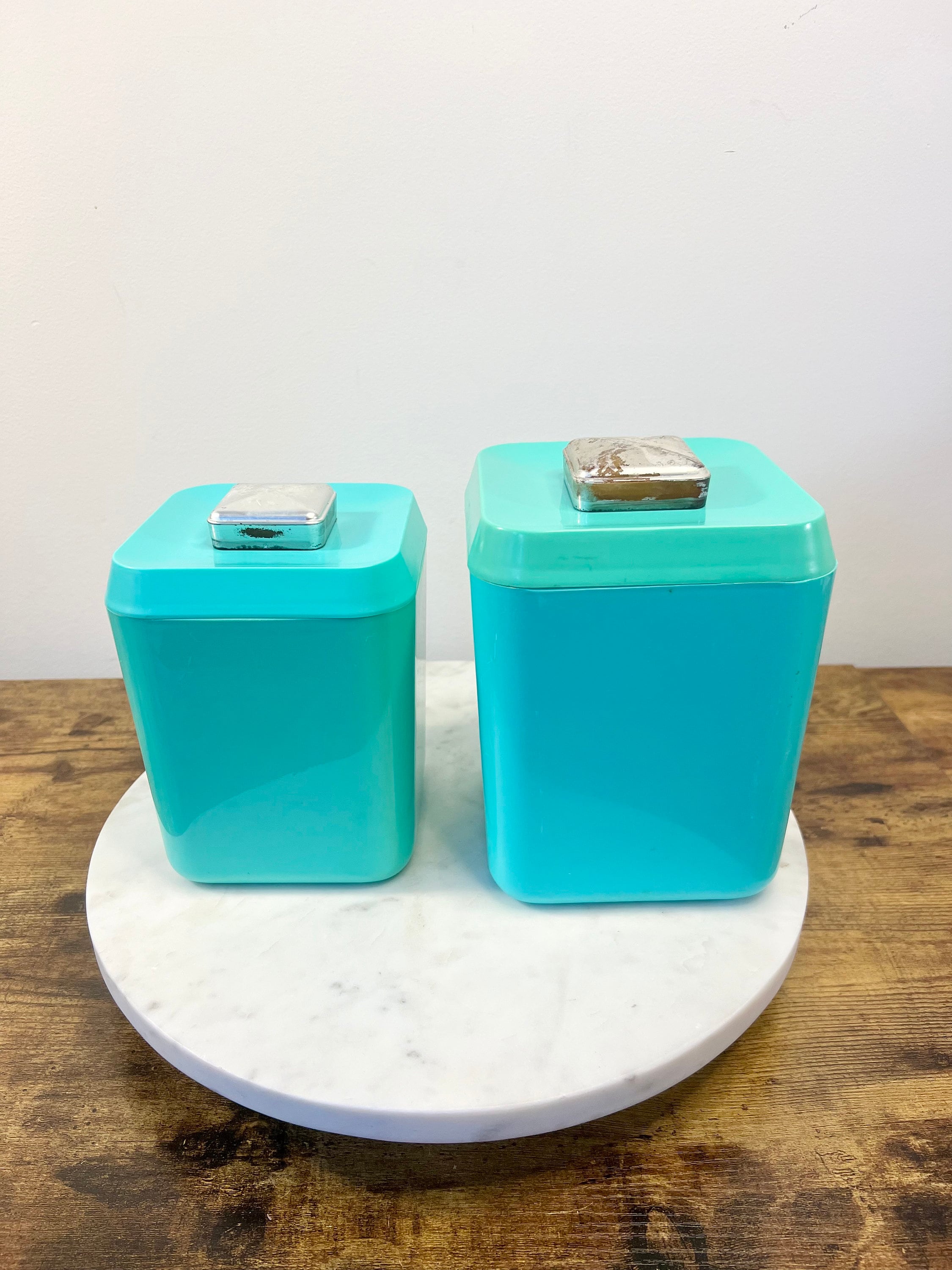 Vintage Lustro-ware Plastic Teal Canisters With Lid Set of 2 Sugar and ...