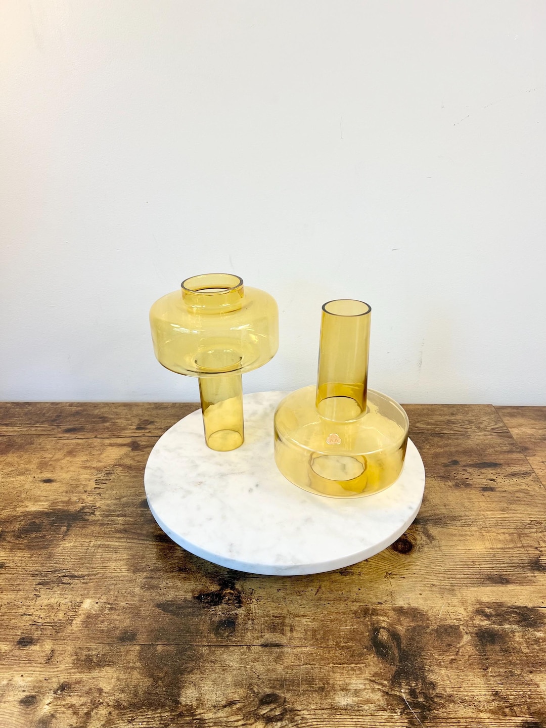 Vintage Vianne France Amber Glass Chimneys Set of 2 Retro Lampshade Mid ...