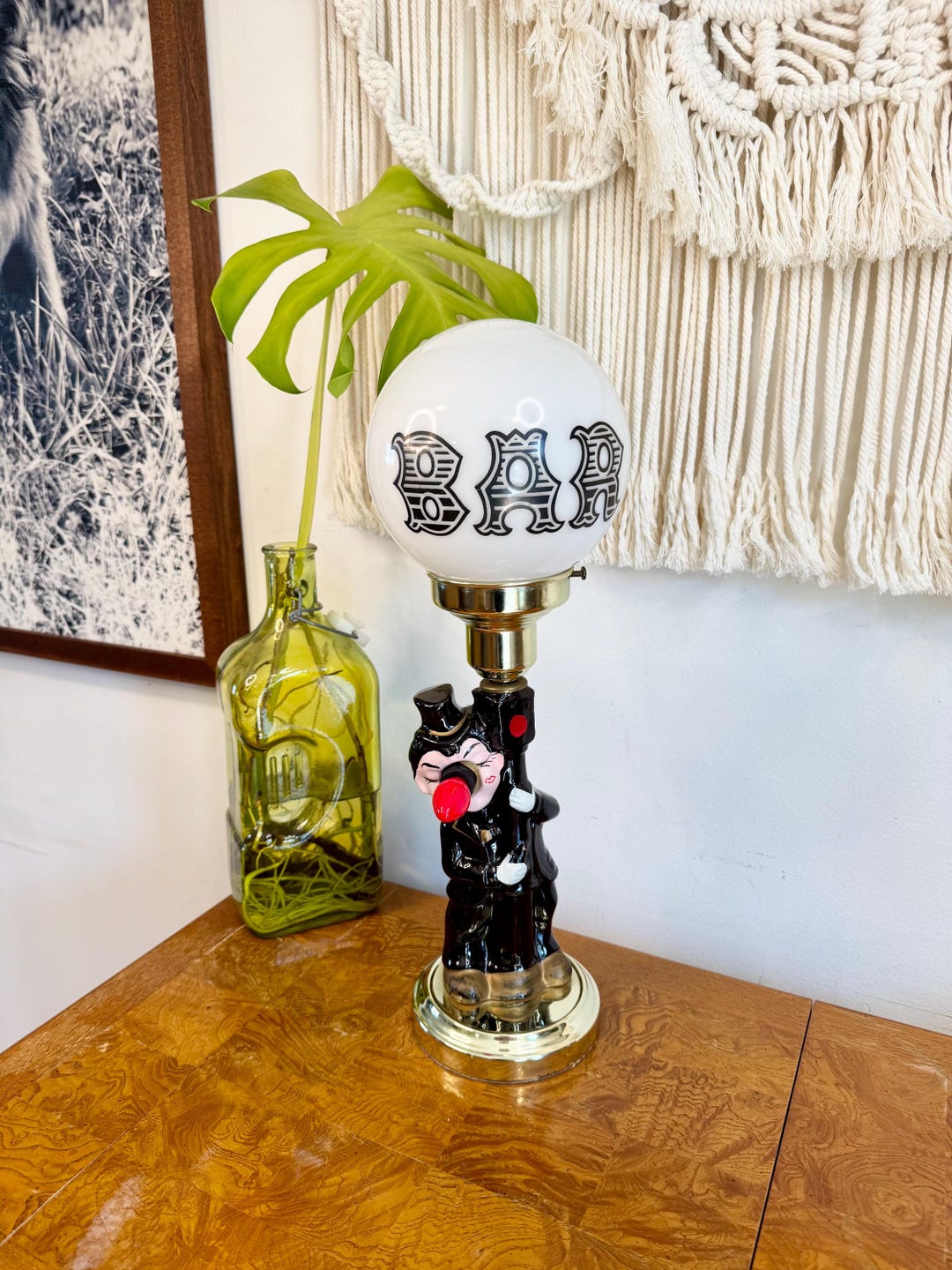 Vintage Mid Century Ceramic Drunk Guy Holding Lamp Post Bar Light ...