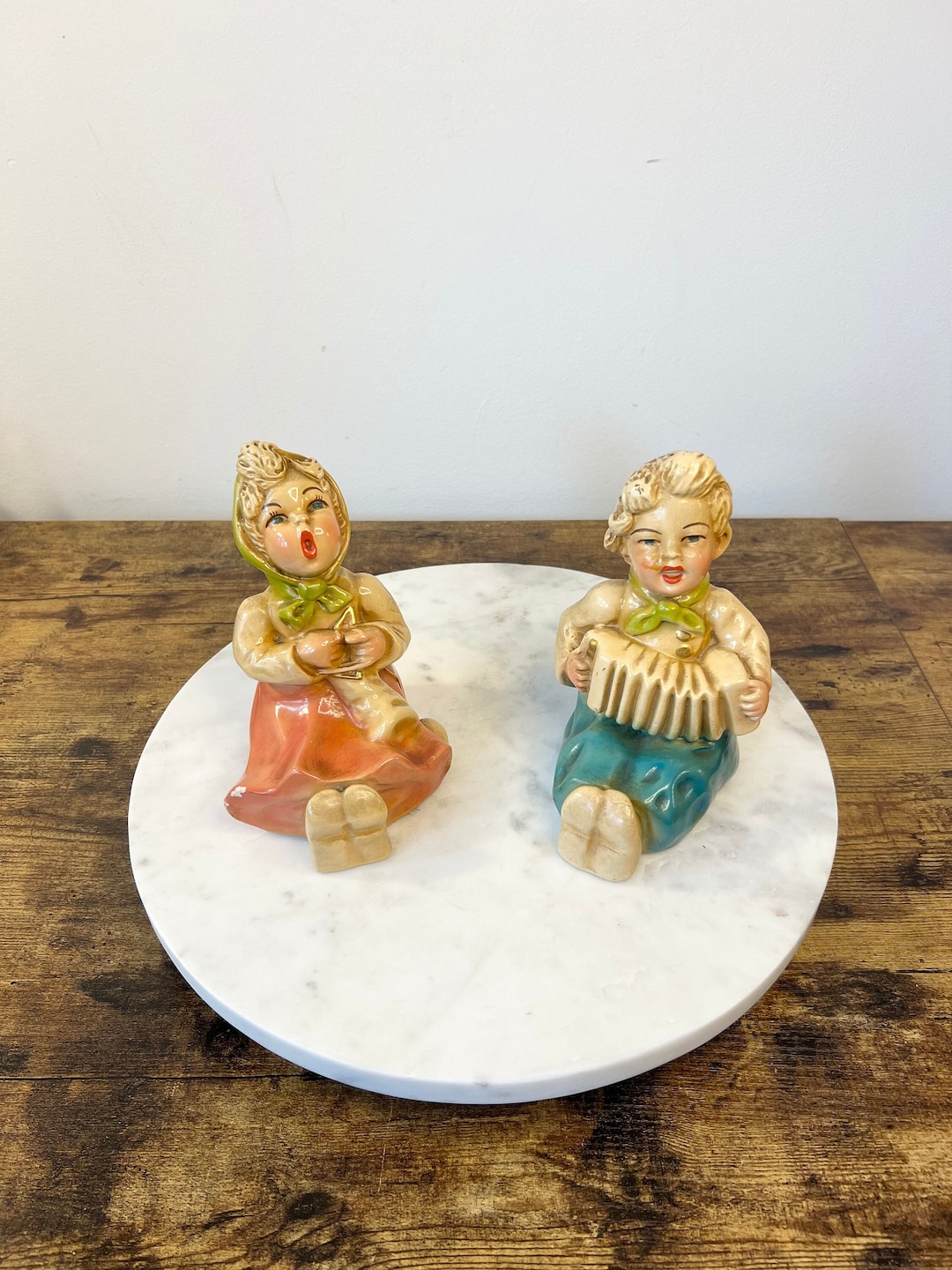Vintage 1940's Chalkware Dutch Boy & Girl Colorful Bookends; Retro ...