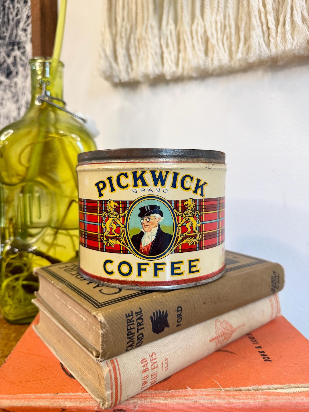 Vintage 1930's Pickwick Coffee Tin; NO LID; Retro Advertising Tin; Gift ...