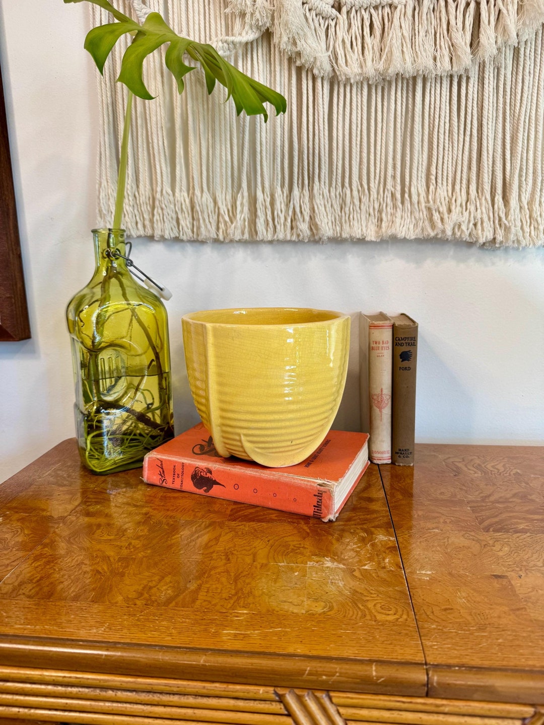 Vintage Art Nouveau Yellow Ceramic Planter; Retro Plant Pot; Gift for ...