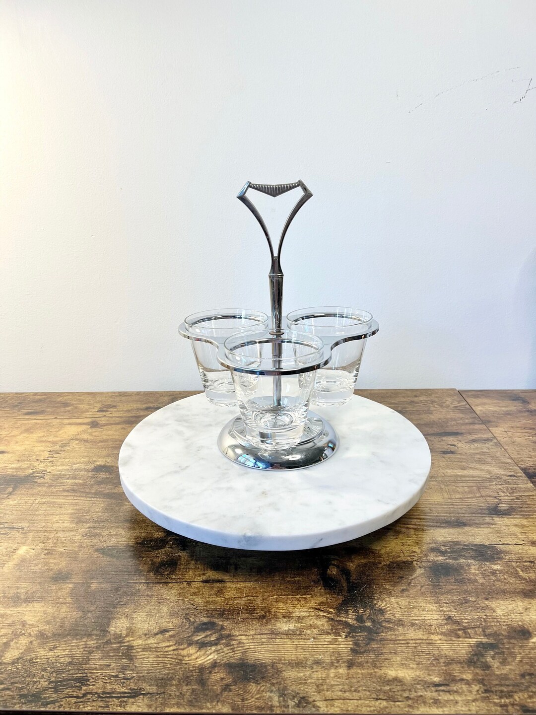 Vintage Midcentury Kromex Chrome and Glass Rotating Condiment Server ...