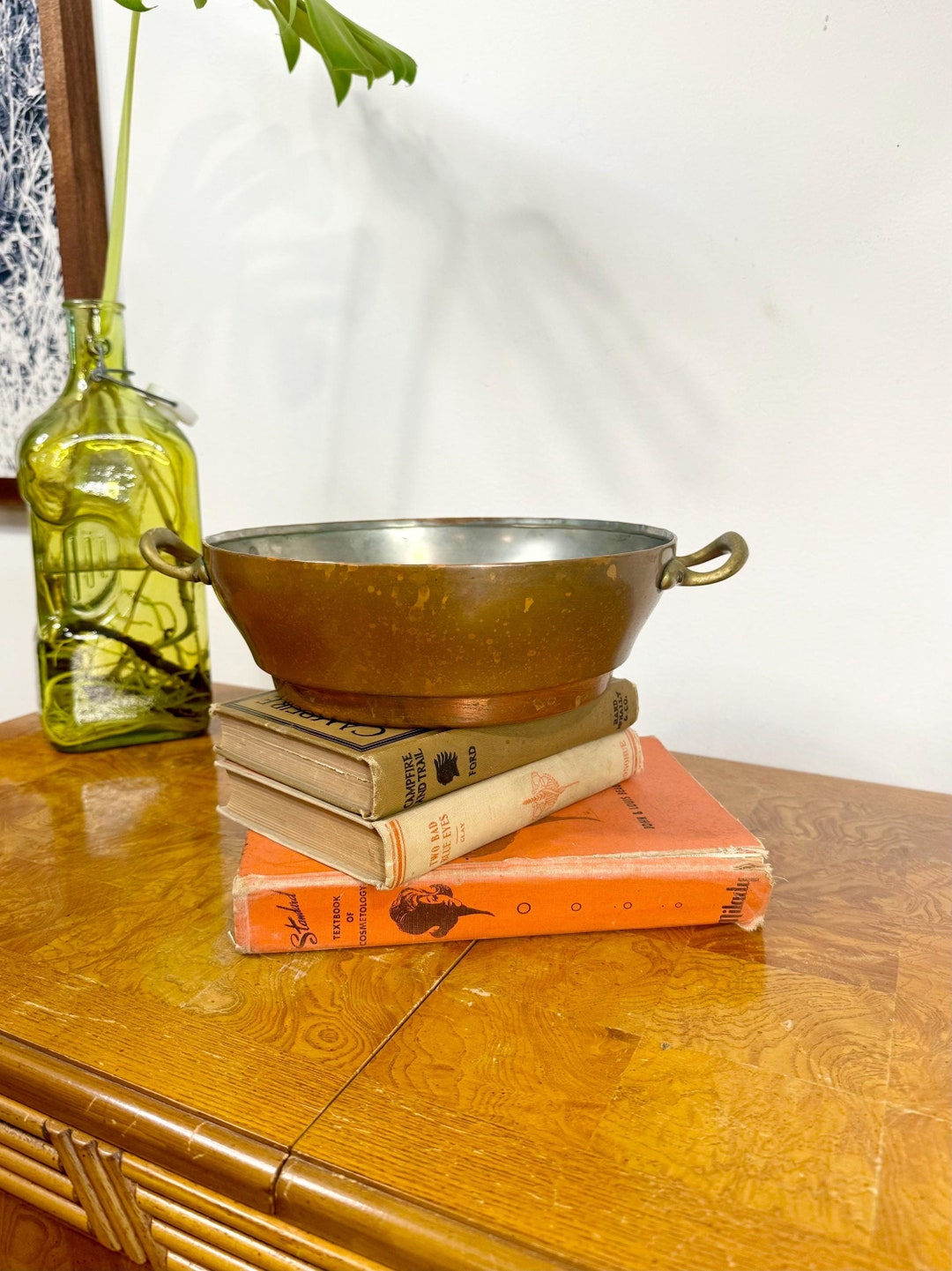 Vintage Italian Copper Pot With Brass Handles; NO LID; Retro ...