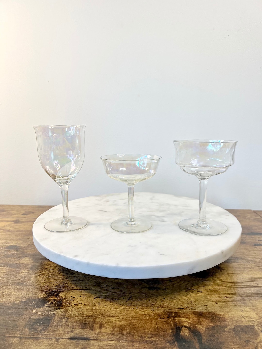 Vintage Art Deco Iridescent Cocktail Glassware Set of 13 Retro Barware ...