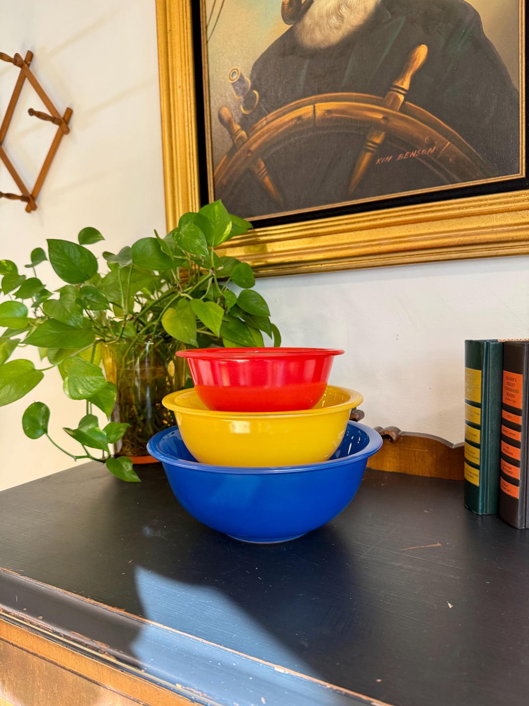 Vintage Pyrex Primary Colors Milk Glass Nesting Bowls; Set of 3; Retro ...