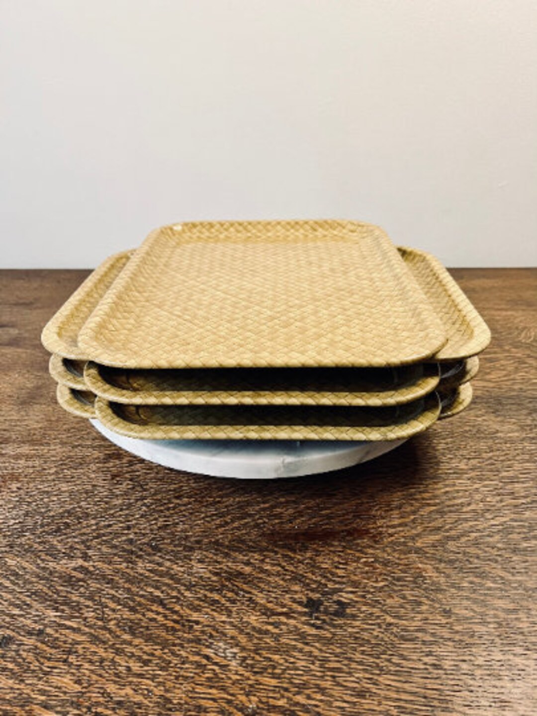 Vintage Wicker Print Metal Trays Set of 6 Boho Chic Cocktail - Etsy
