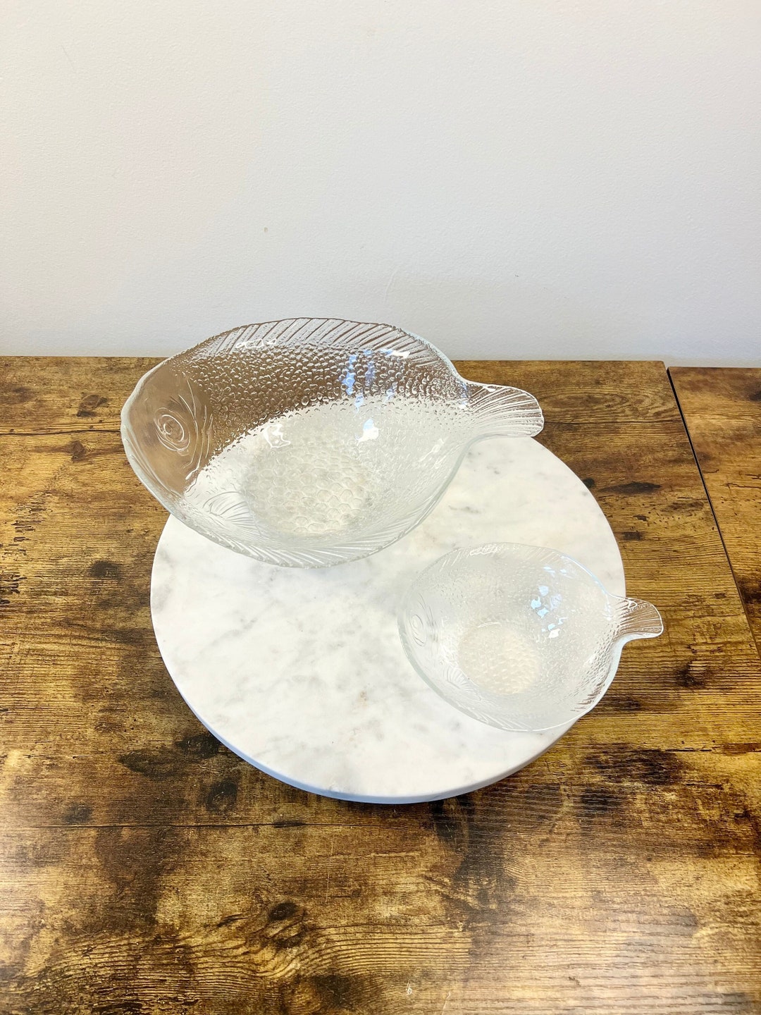 Vintage 1970's Arcoroc Poisson Fish Shaped Glass Serving Bowl Set of 2 ...