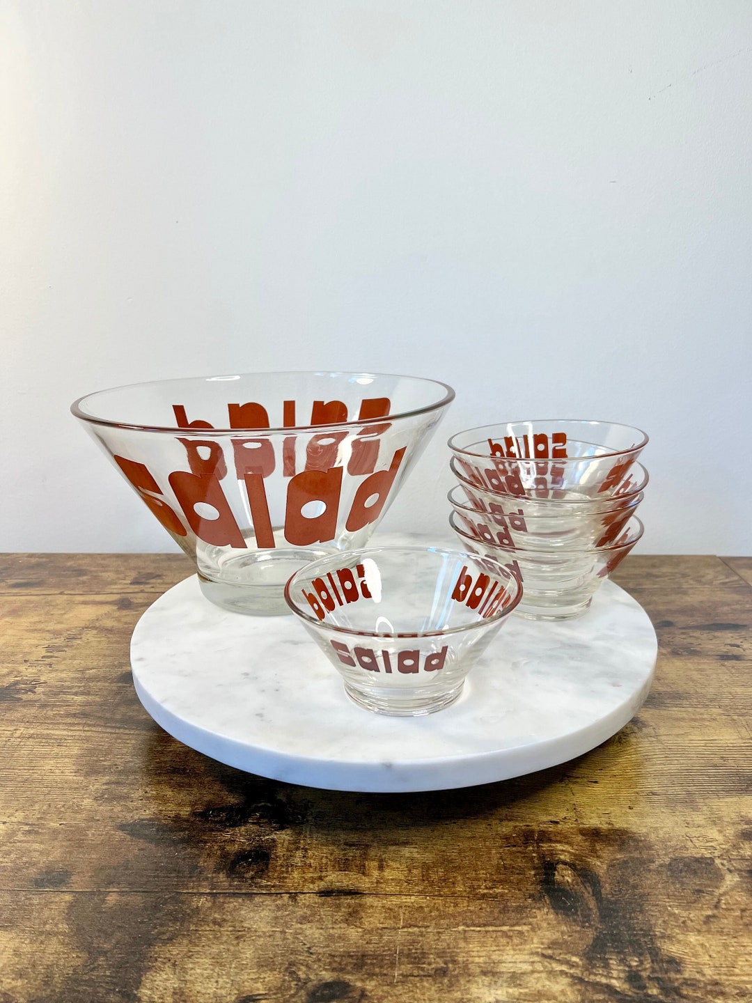 Vintage Wheaton Glass 1970's Salad Bowls Set of 6 Retro Kitchenalia ...