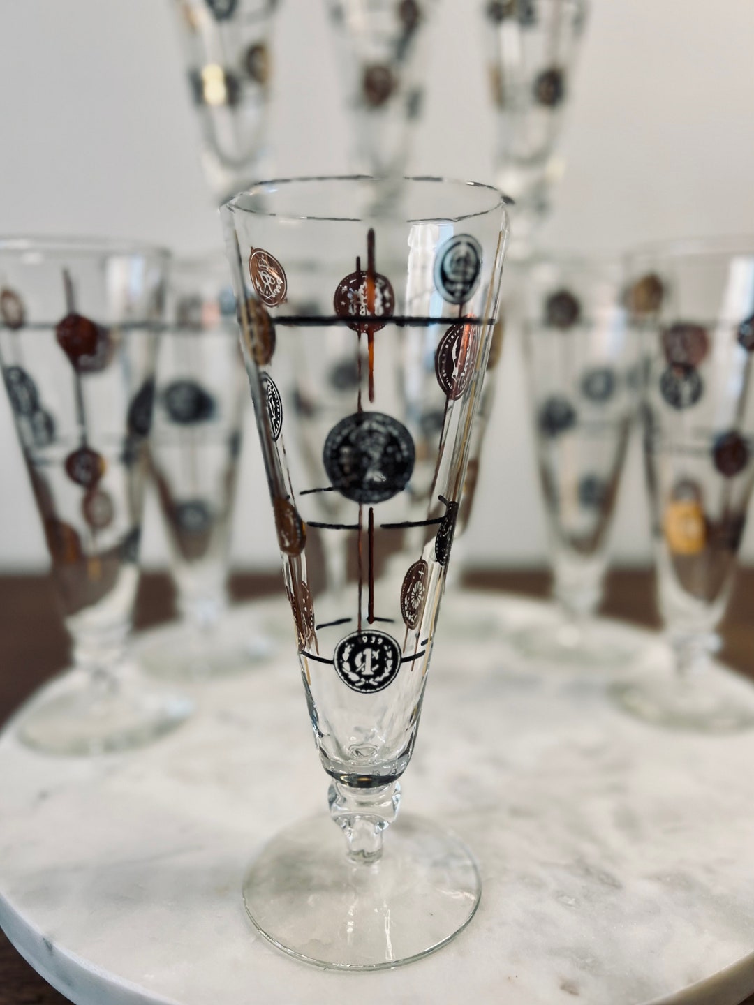Vintage Libbey "old Coins" Pilsner Glasses; Set of 4 OR 6; Retro ...