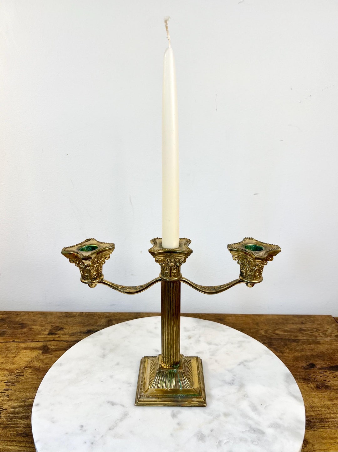 Vintage Corinthian Roman Column 3 Arm Brass Candelabra Retro ...