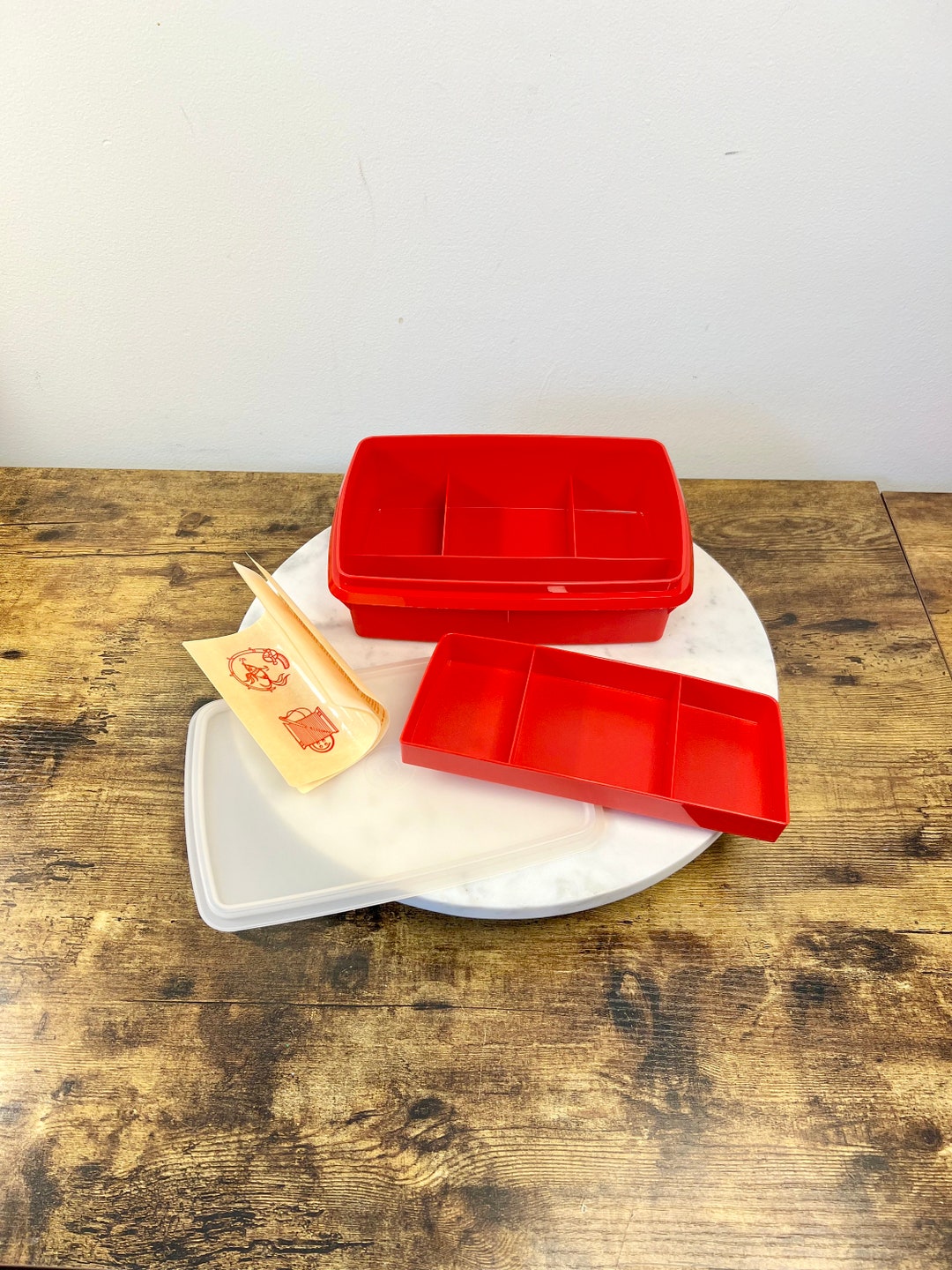 Vintage Tupperware tuppercraft 767 Red Multi Compartment 3 Piece ...