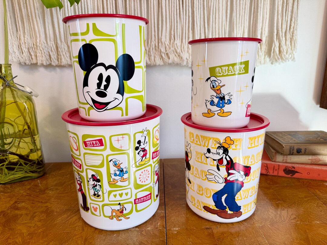 Vintage Tupperware Disney Plastic Canisters Set of 4 Retro Kitchenalia ...