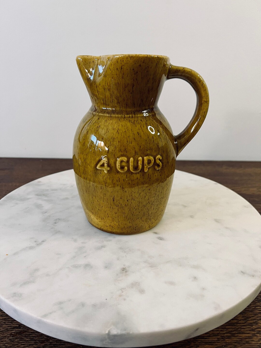 Vintage Los Angeles Pottery Speckled Mustard Yellow Ceramic Measuring ...