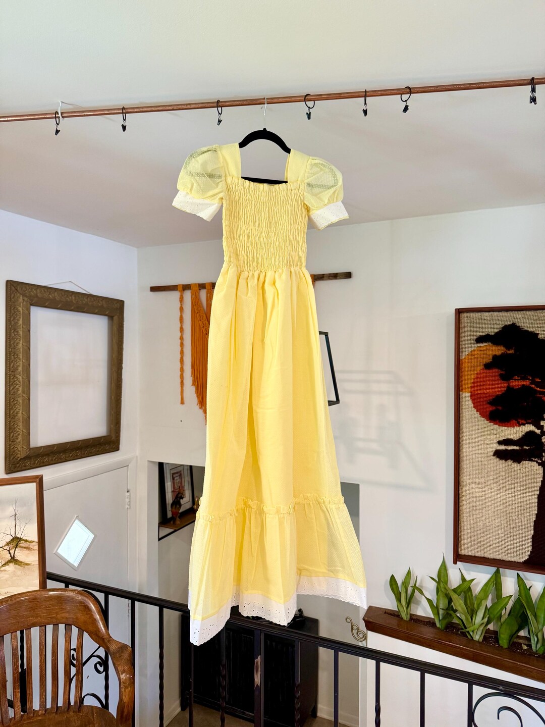 Vintage 1960's Peggy Barker Butter Yellow Prairie Dress; SIZE 6/XS ...