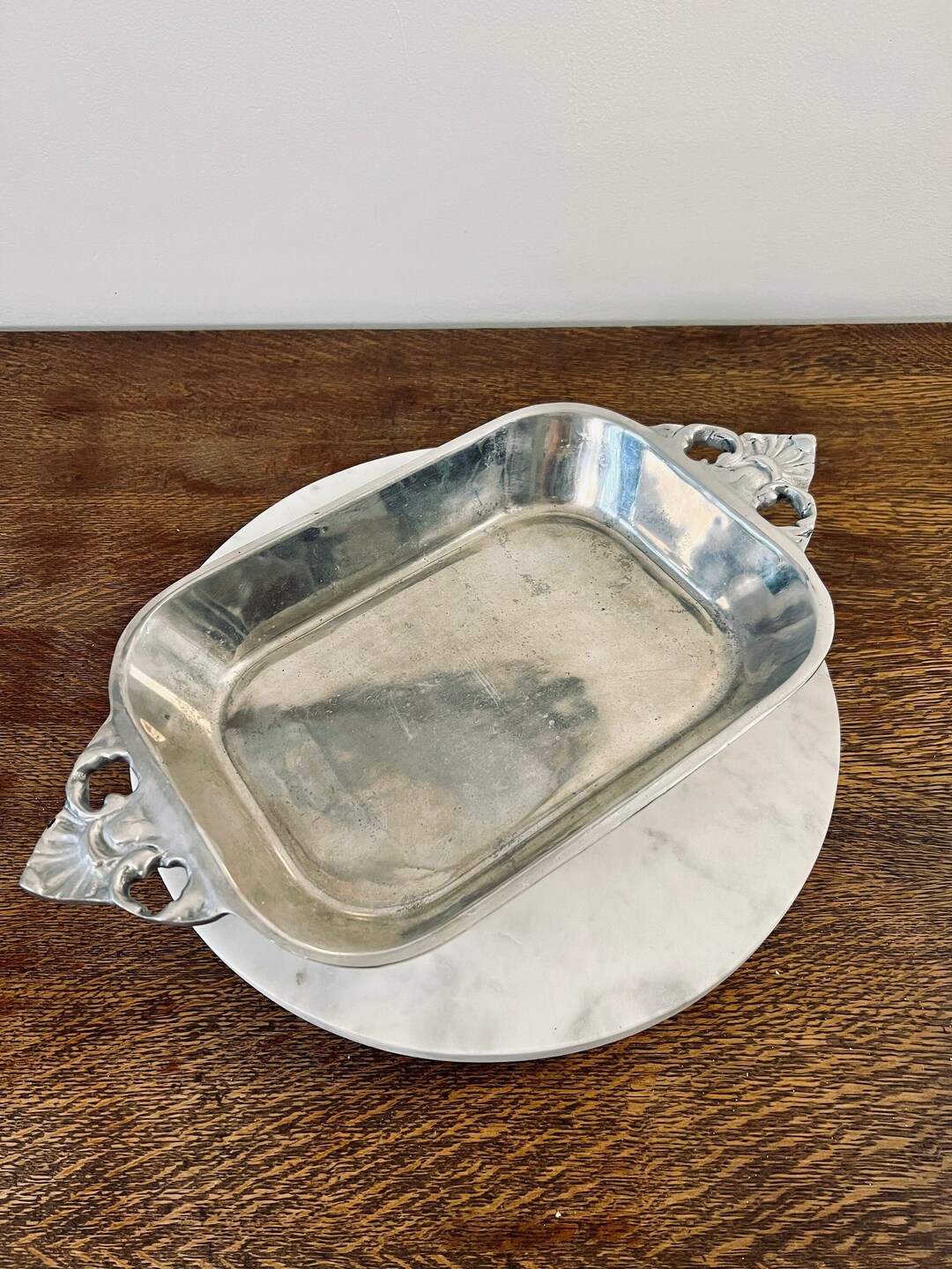 Vintage Ann Kary Polished Pewter Serving Dish Rustic Pewter Dishware ...