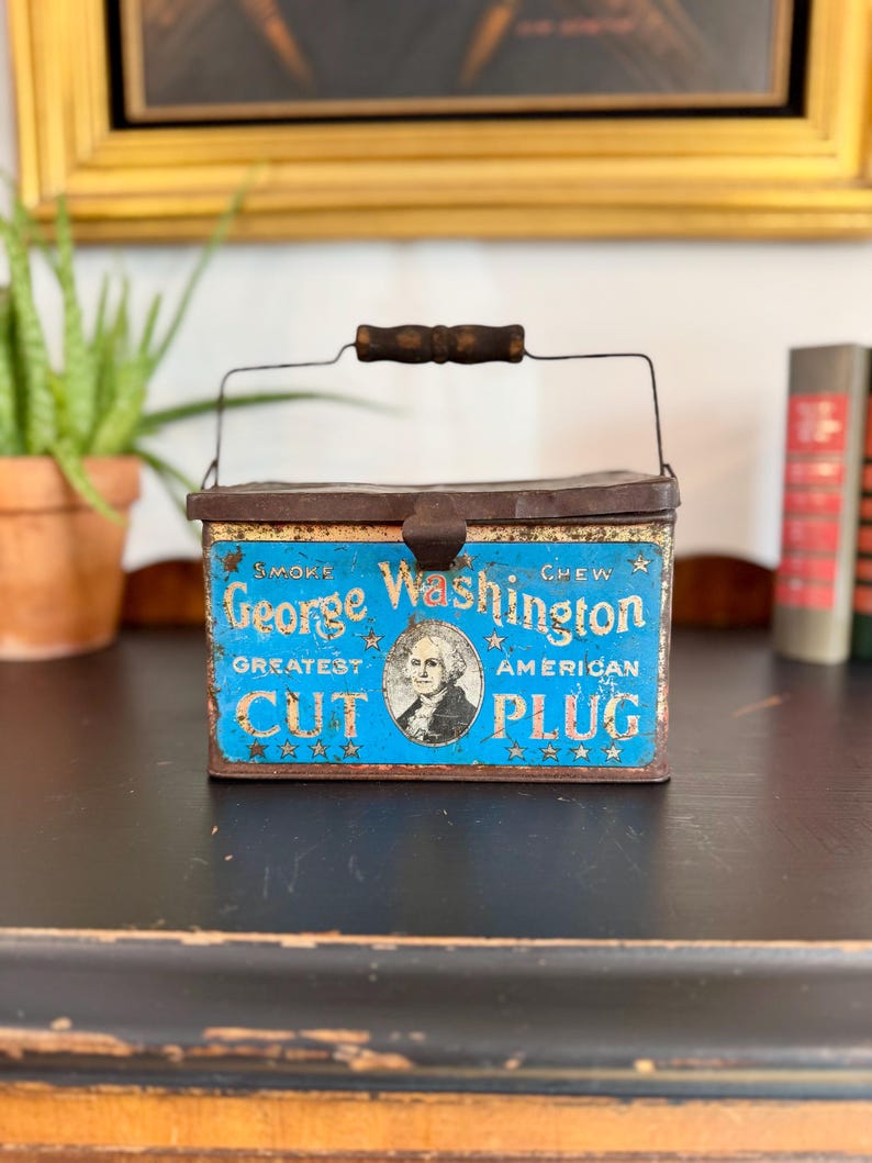 Antique 1910s George Washington Cut Plug Empty Tobacco Tin; Retro ...