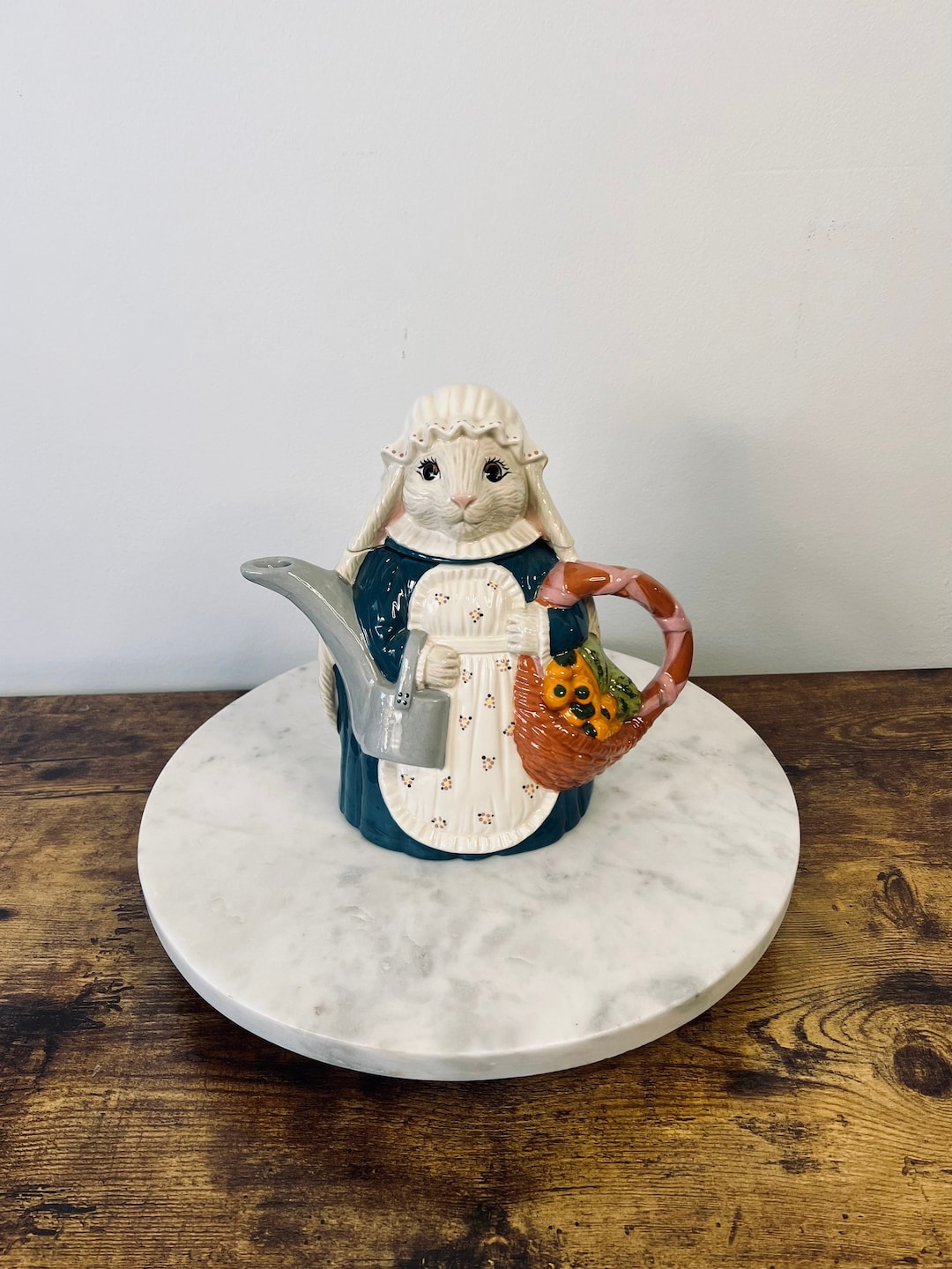 Vintage Hand Painted Ceramic Bunny Teapot; Retro Kitchenalia ...