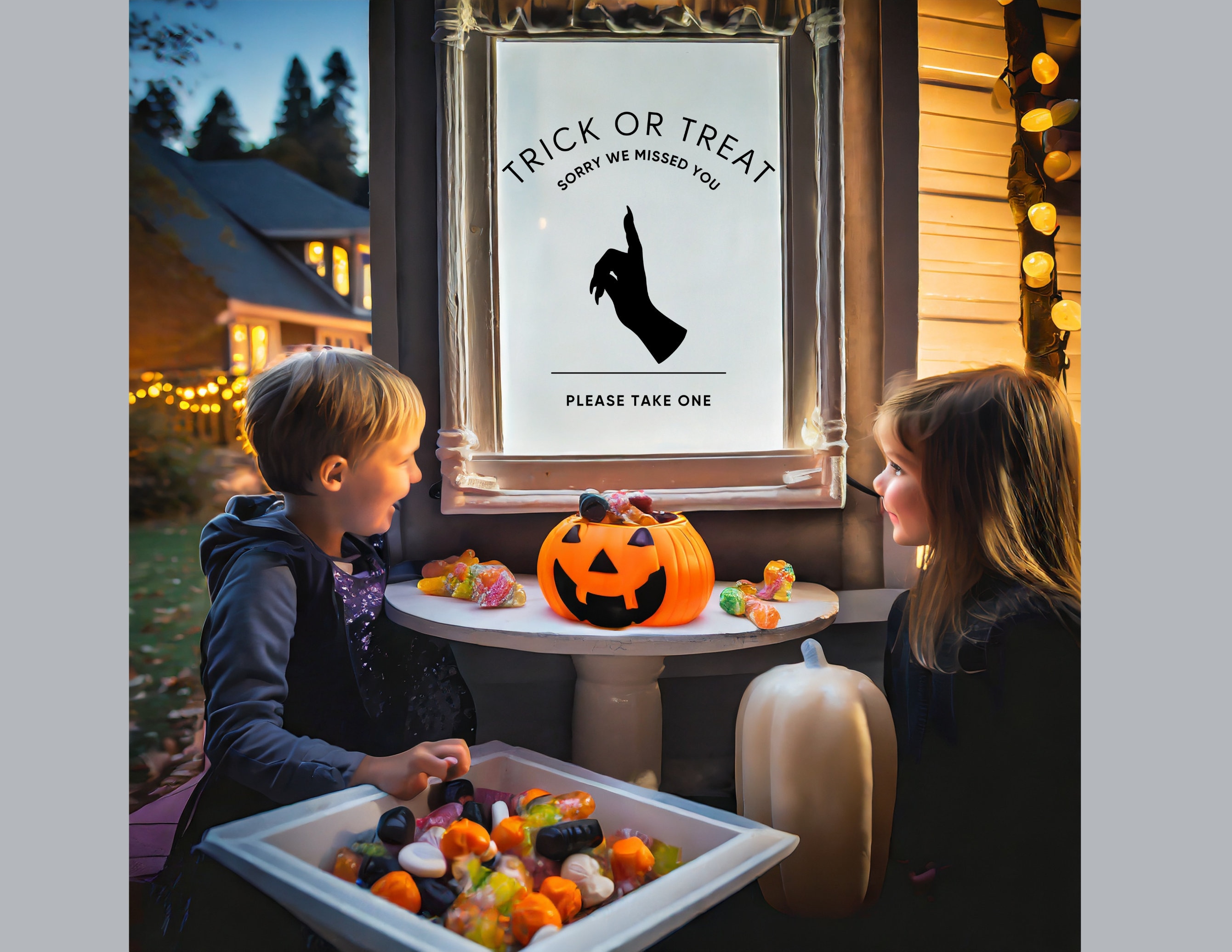 Trick or Treat Welcome Sign Printable Wall Art or Table Top Decor Take ...