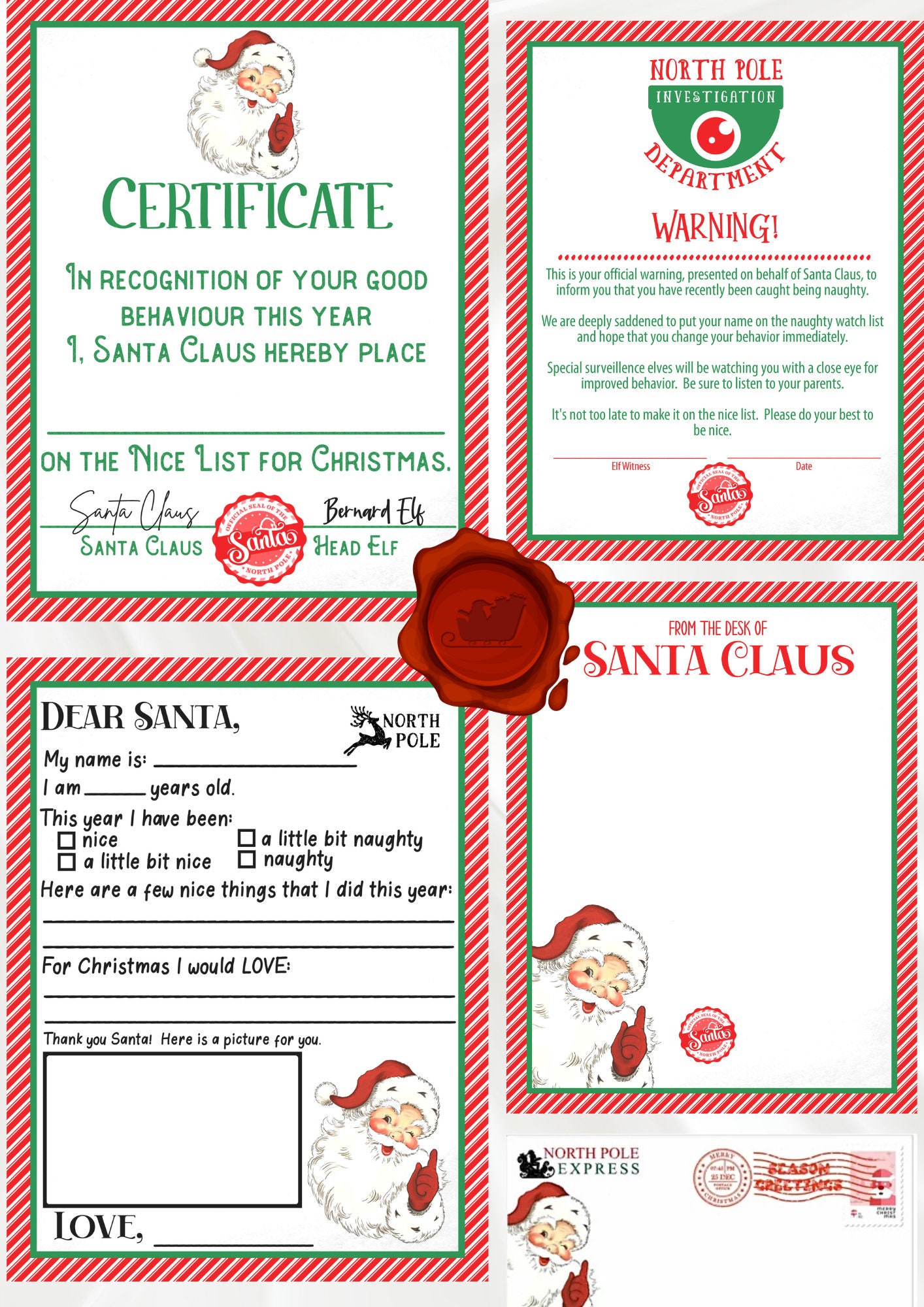 Santa Letters Printable Bundle - Etsy