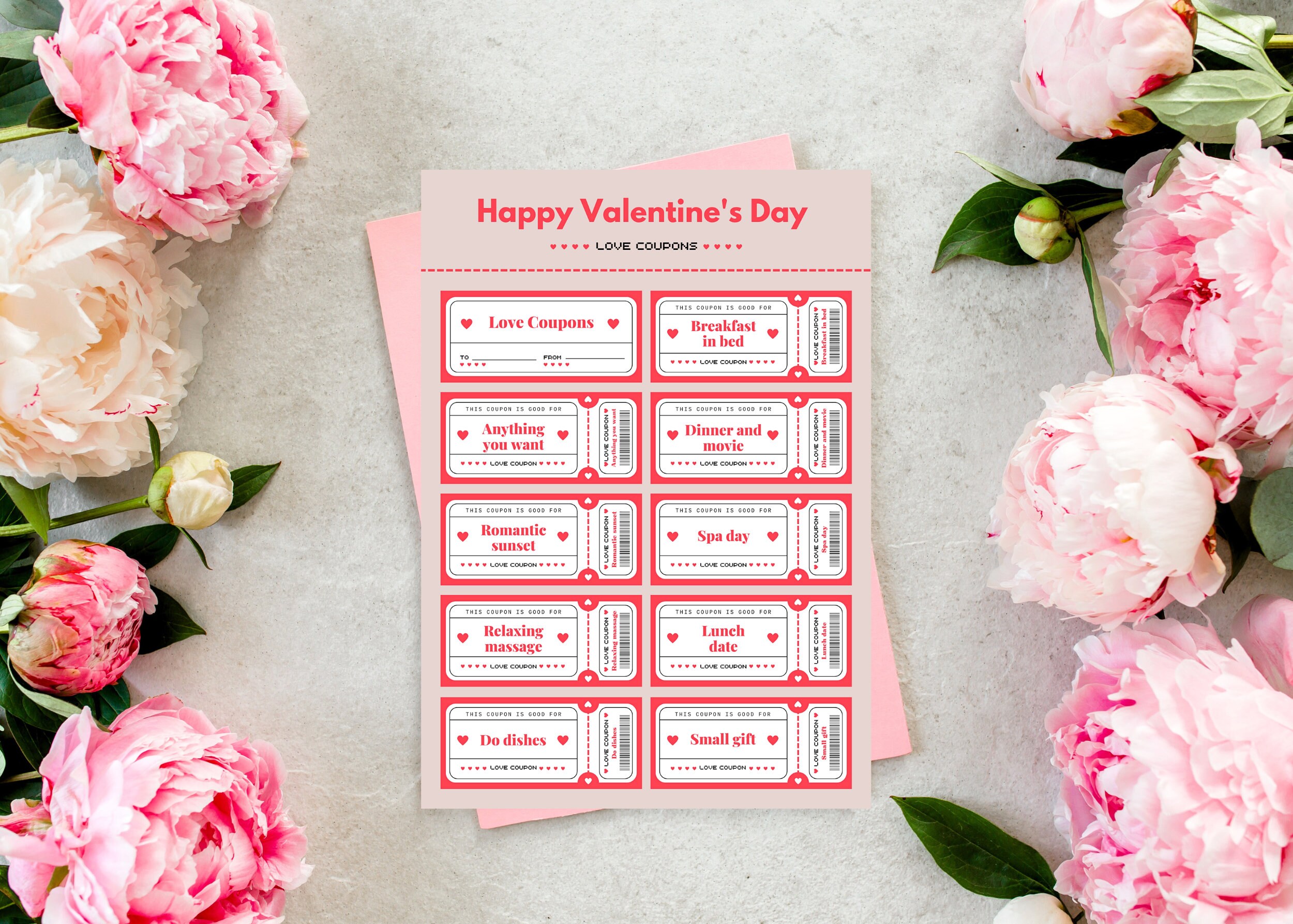 10 Printable Valentine Days Love Coupons for Him & Her, Editable ...