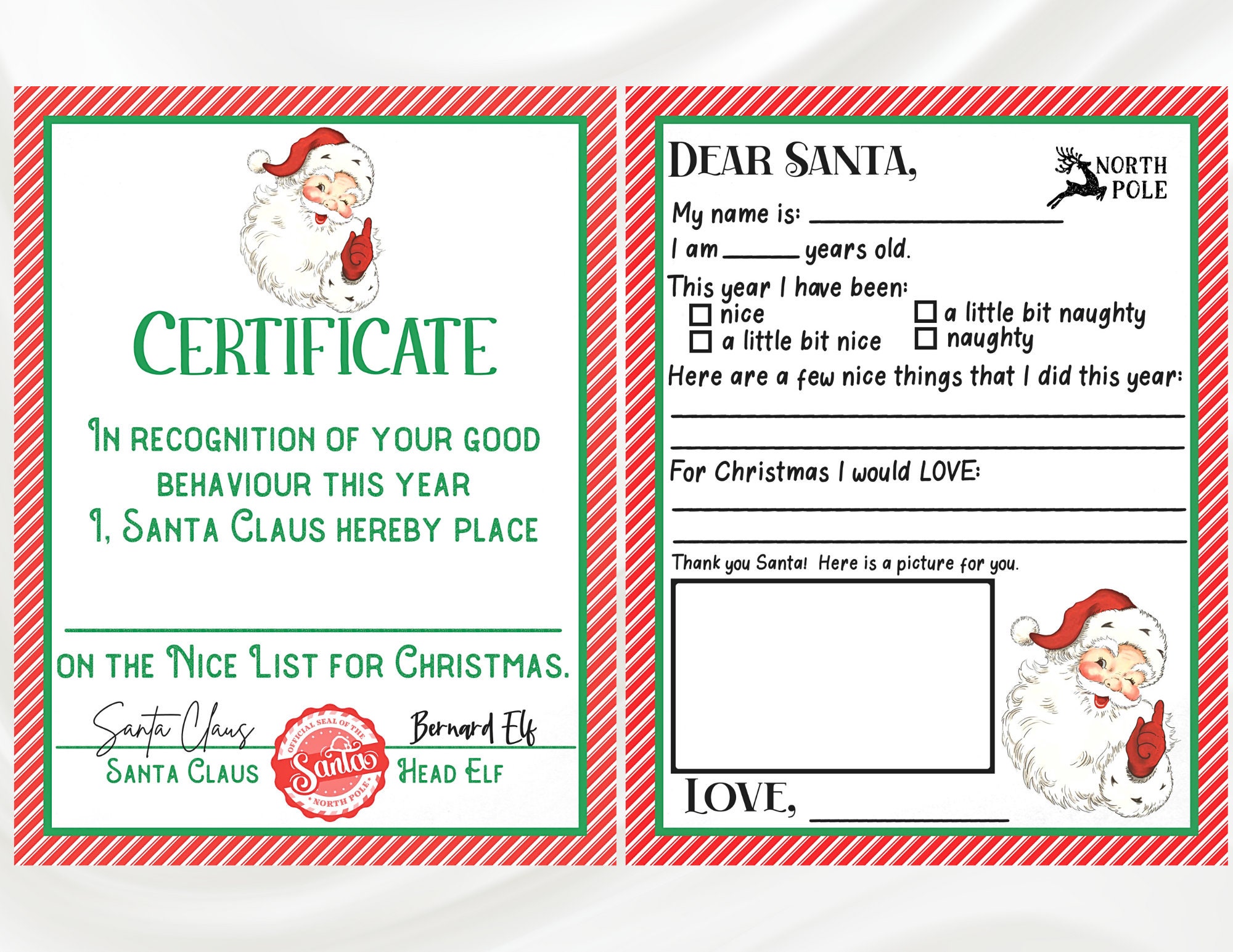 Santa Letters Printable Bundle - Etsy