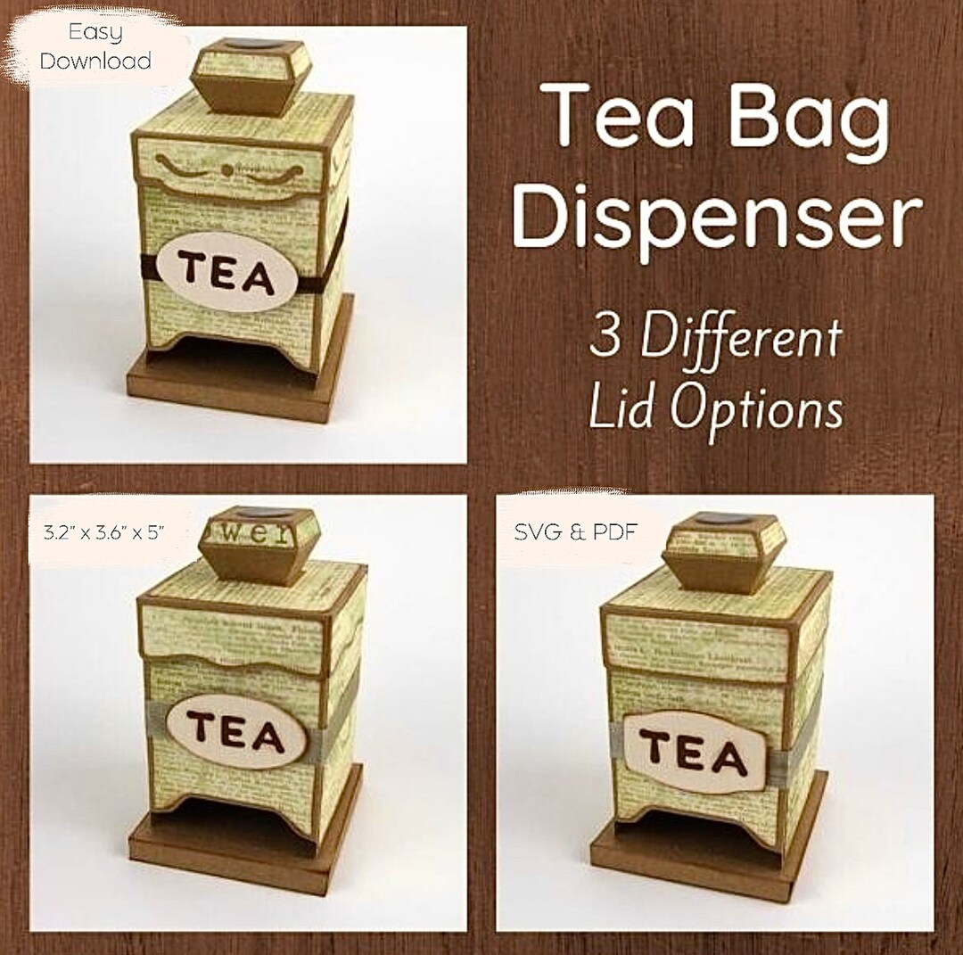 Dispenser for Tea Bags, Digital Download, SVG File, PDF, Wooden Look ...