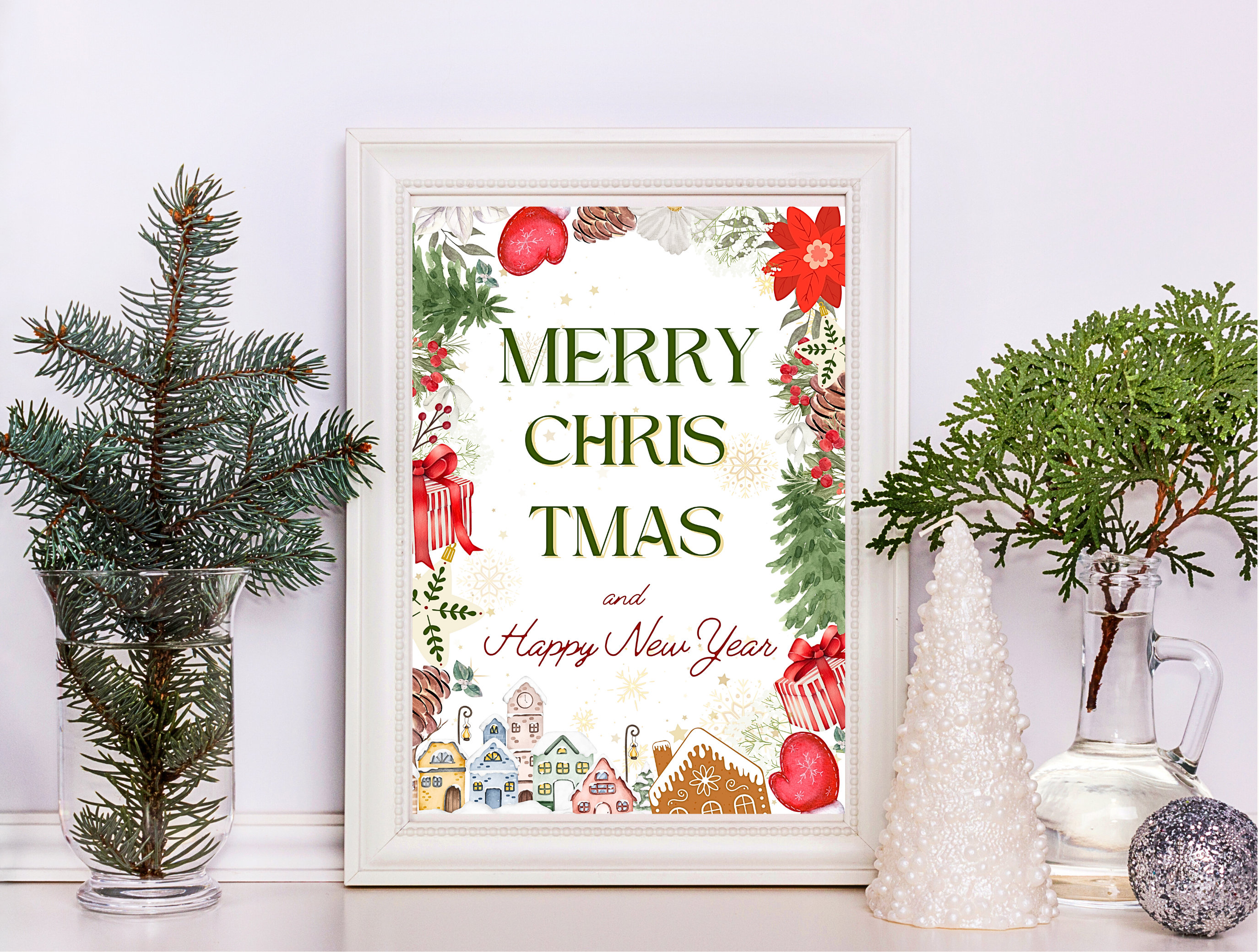 Christmas Wall Decore Printable Poster Wall Art Editable - Etsy