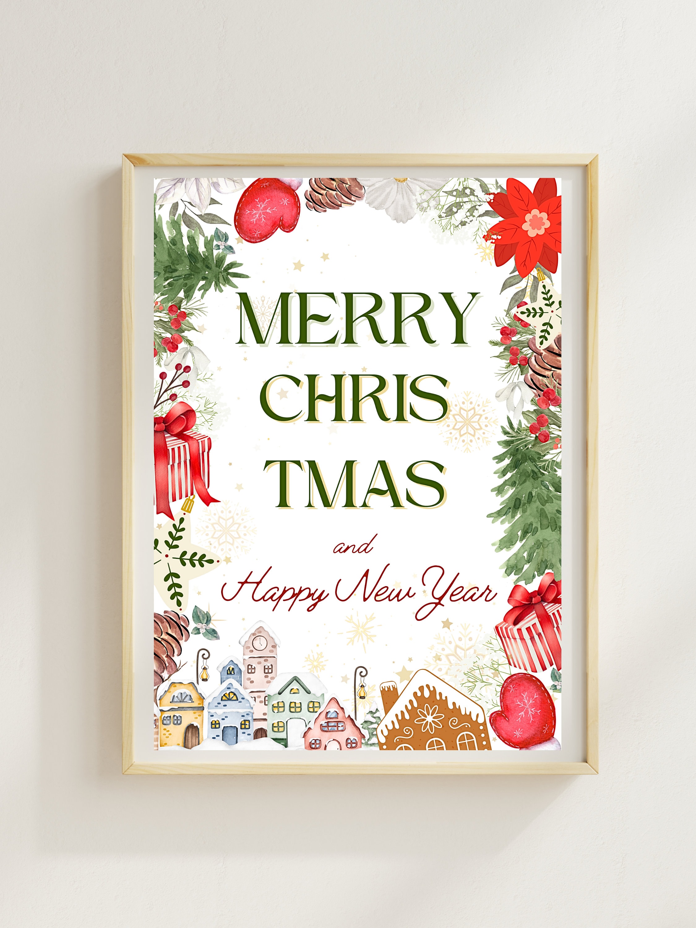 Christmas Wall Decore Printable Poster Wall Art Editable - Etsy