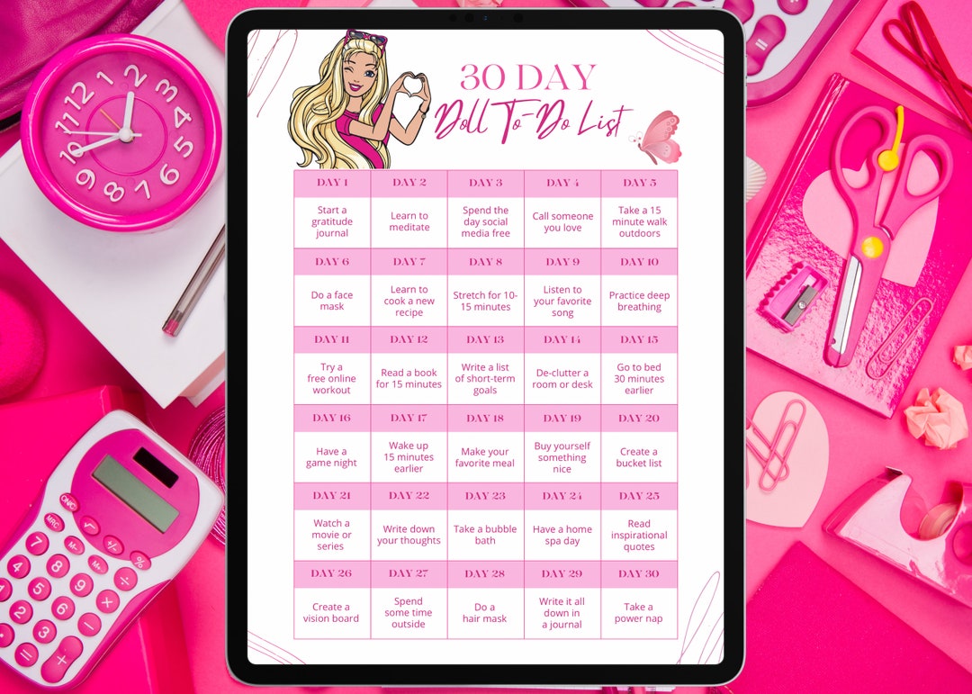 Barbie Inspired Weekly Planner, 30 Day Doll-to-do Challenge, Barbie ...
