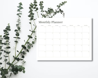 Undated Monthly Calendar | Printable Minimalist Calendar | Monthly ...