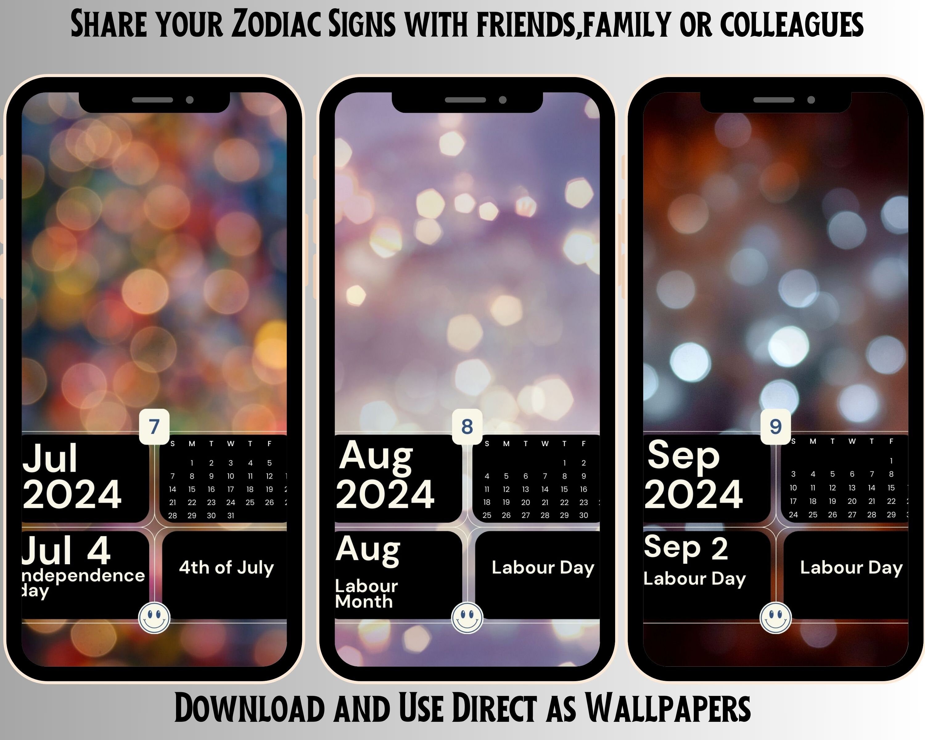 2024 iPhone Calendar Wallpaper , Blurry Lights Holiday Theme Phone ...