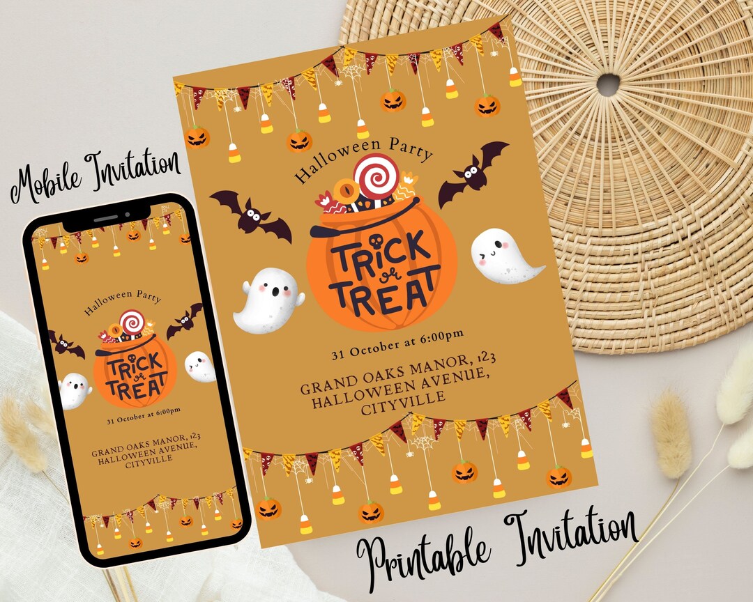 Editable Trick or Treat for Kids Invitationhalloween Party - Etsy