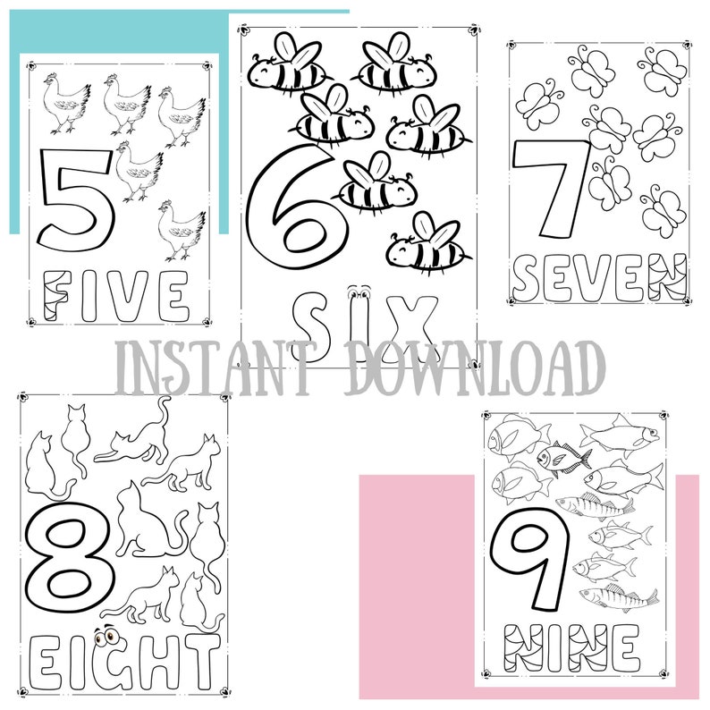 Number Coloring Worksheets | Learn and Count Numbers 0-10 - Etsy