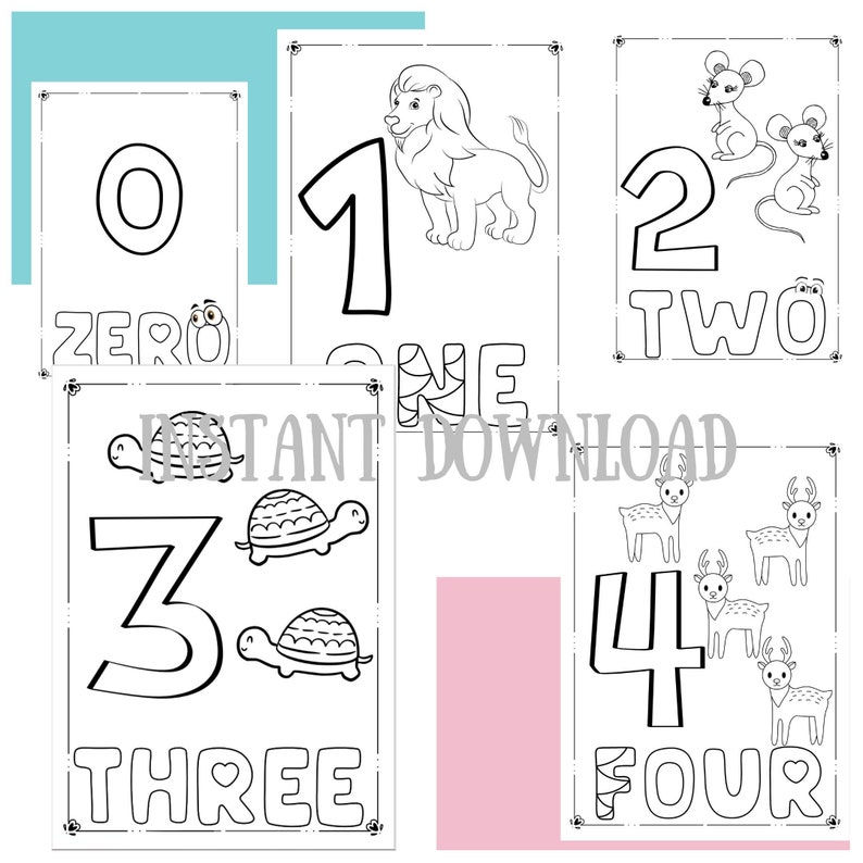 Number Coloring Worksheets | Learn and Count Numbers 0-10 - Etsy