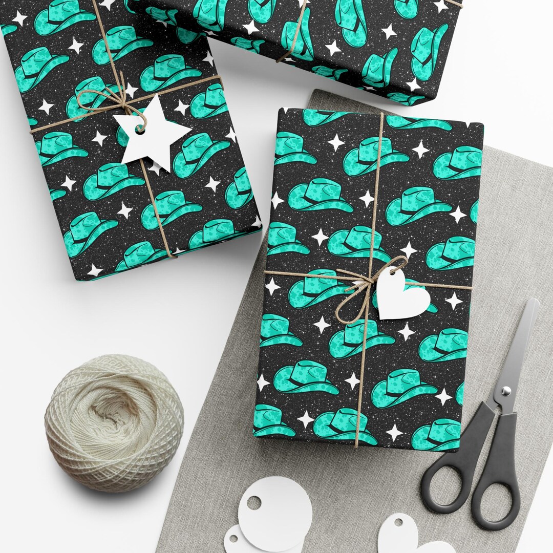 Western Cowboy Hat Sparkle Gift Wrap Paper - Etsy