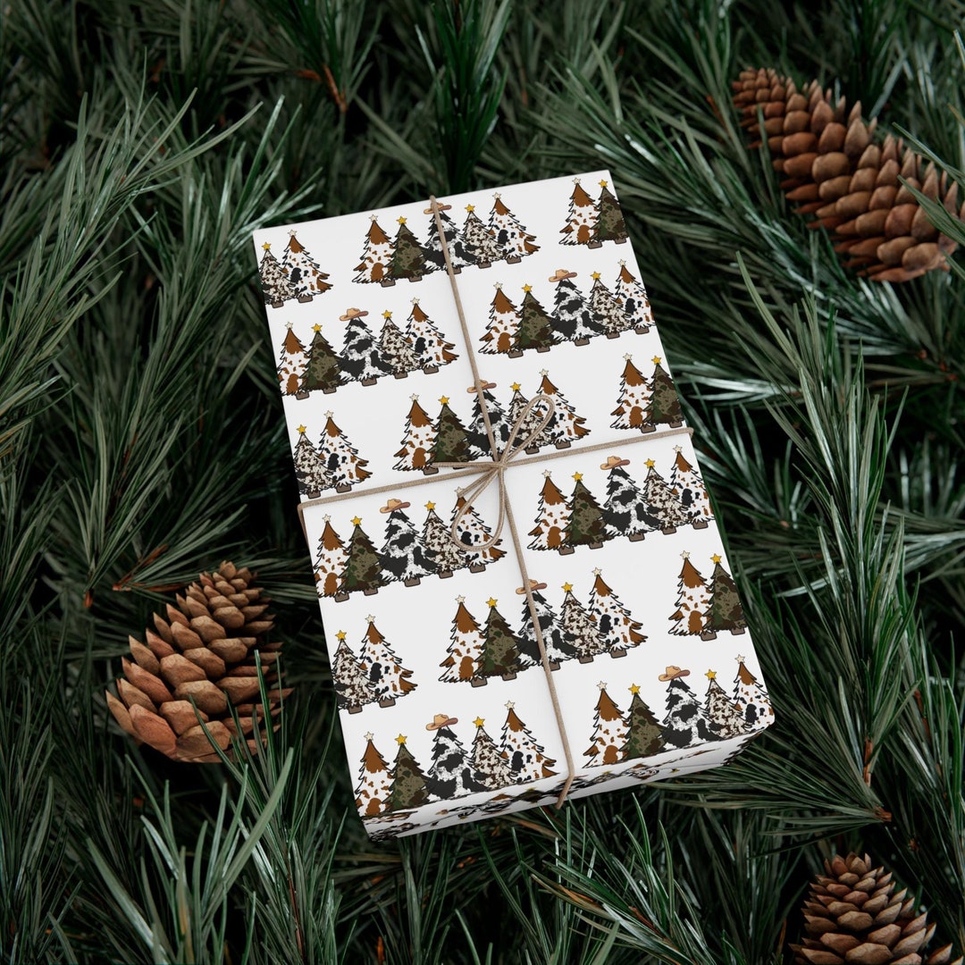Cow Print Christmas Trees Gift Wrap Paper - Etsy