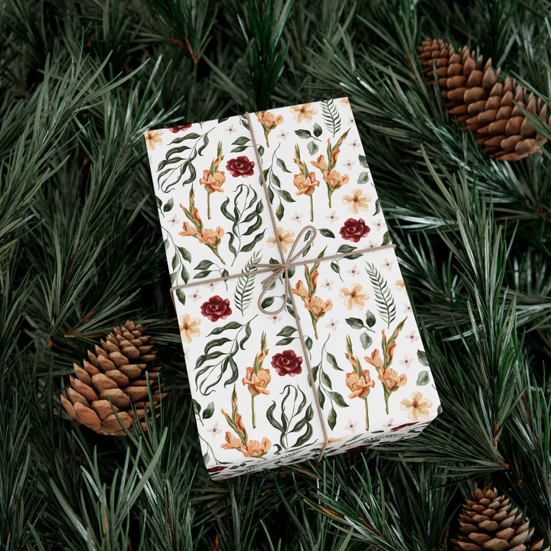 Floral Fall Flowers Gift Wrap Paper - Etsy