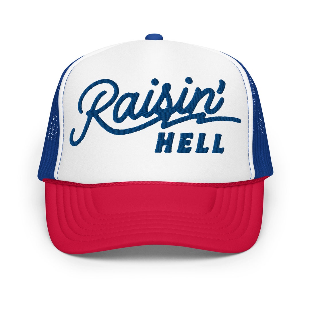 Raisin Hell Embroidered Foam Trucker Hat Country Coastal Cowgirl Summer ...