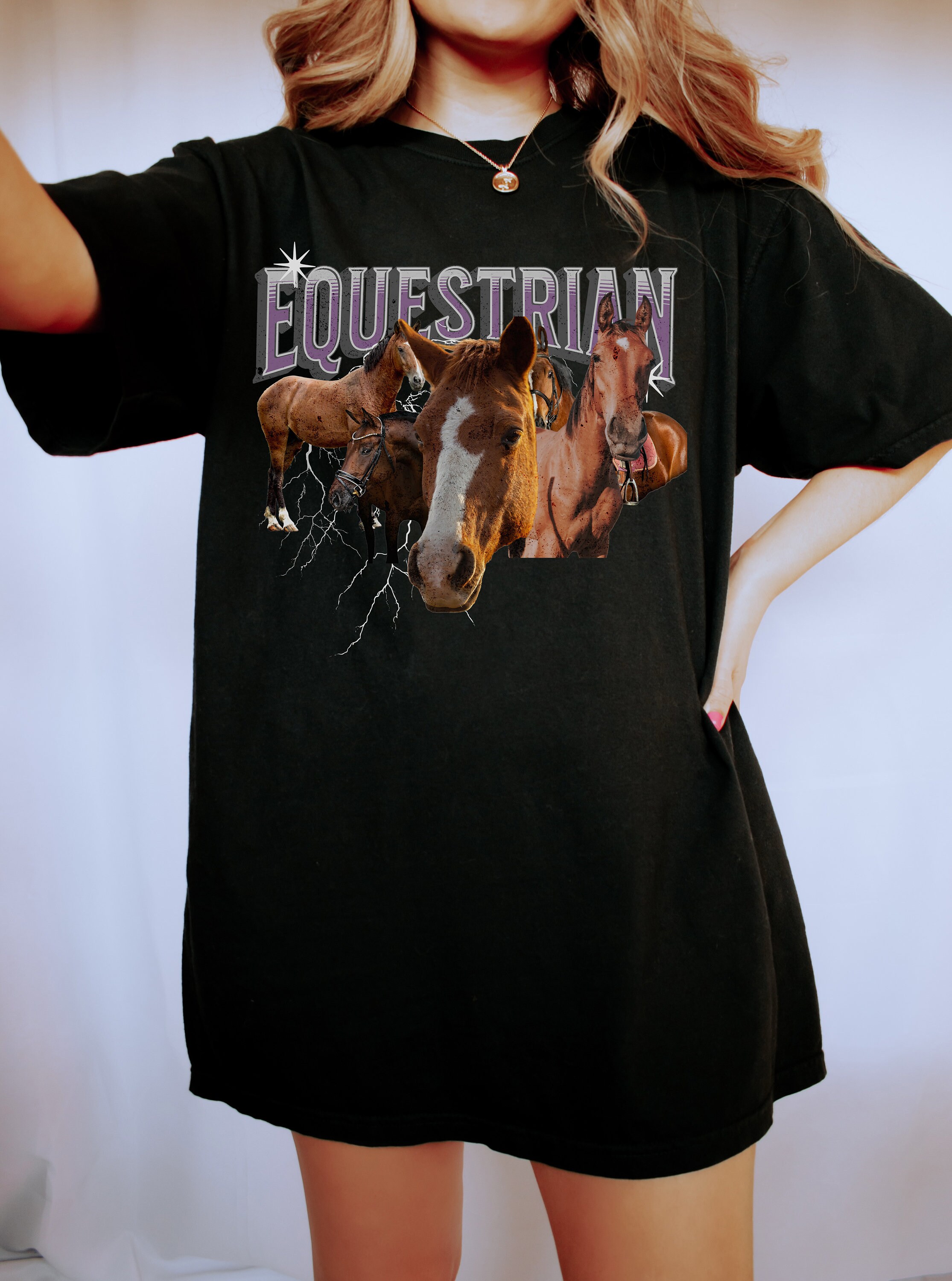 Equestrian Bootleg Rap Tee Horse Collage Comfort Colors Shirt Y2K ...