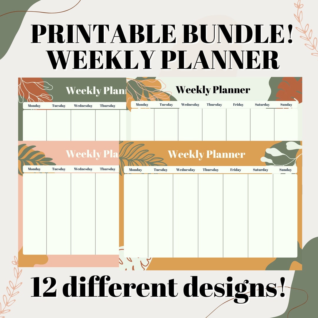 Printable Weekly Planner Bundle Digital Planner Weekly - Etsy