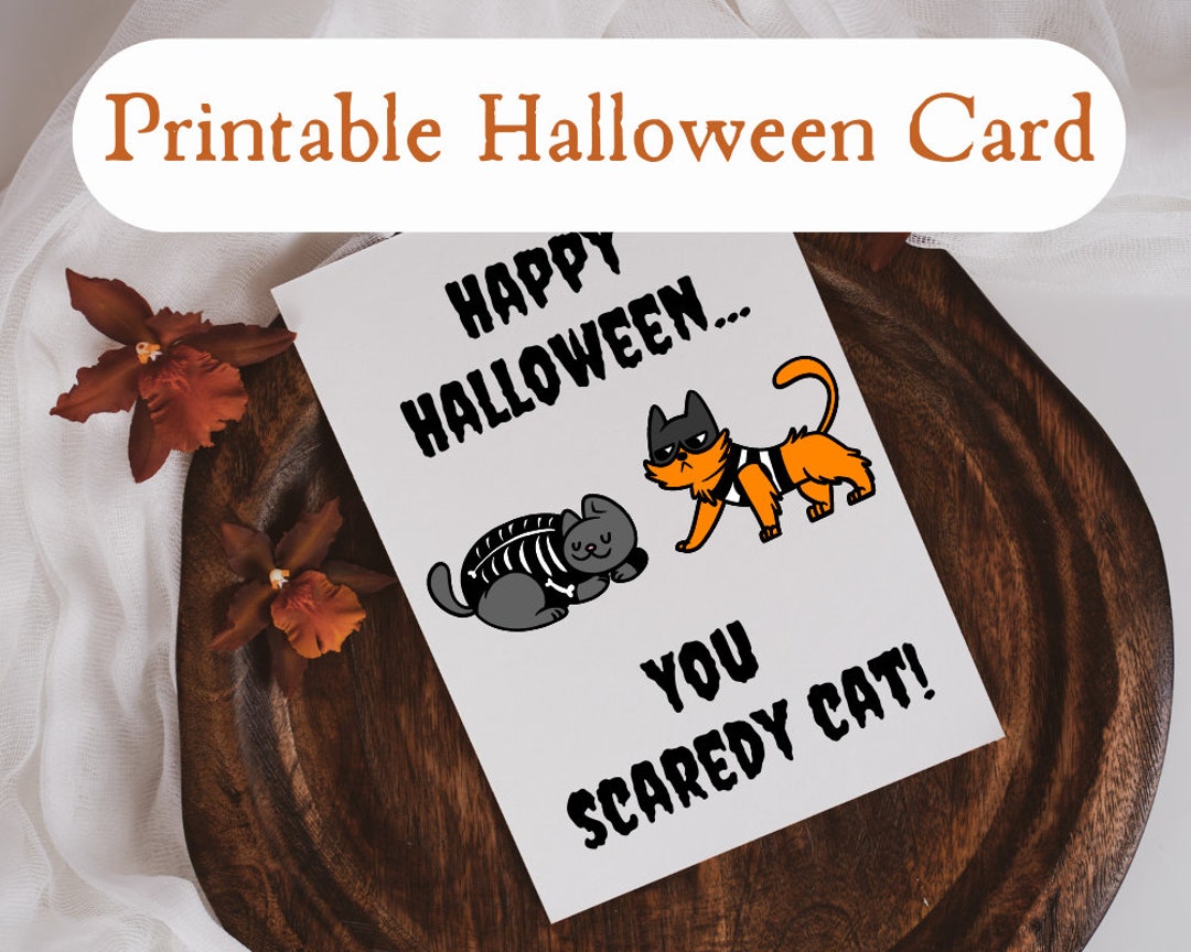 Printable Halloween Card Cute Cat Halloween Card Funny Card ...