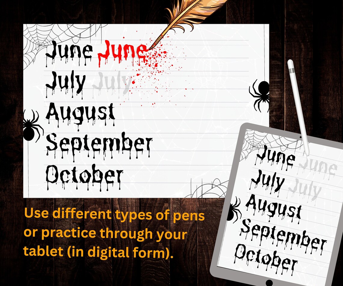 Hand Lettering Halloween Practice Set, Handwriting Improvement ...