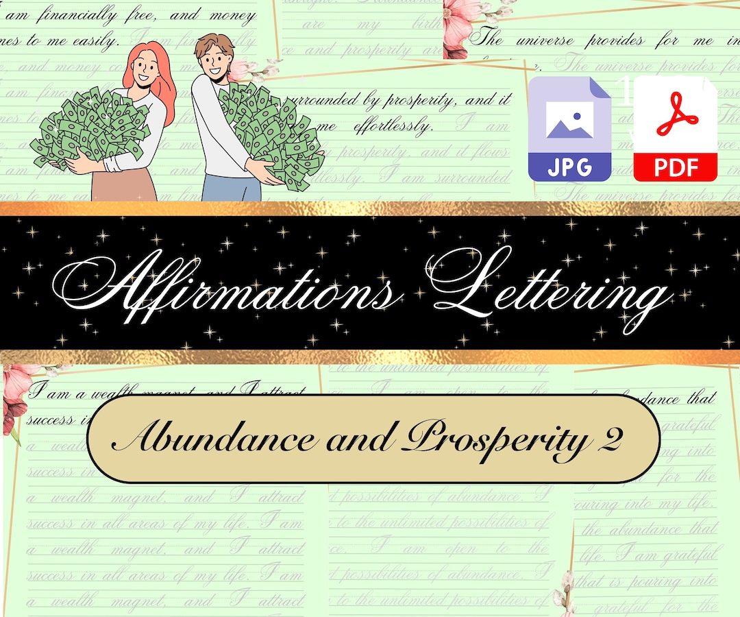 Abundance Affirmations Digital Lettering Practice Kit - Manifest ...