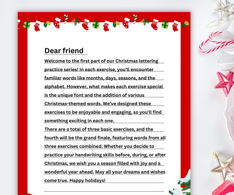 Christmas Hand Lettering Practice Set: Calligraphy Alphabet + Letter to ...