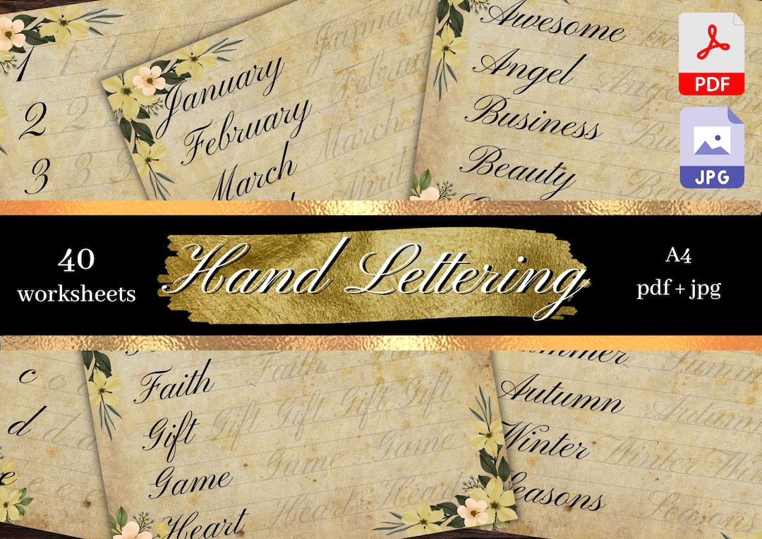 40 Hand Lettering Practice Hand Writing Workbook Calligraphy Practice ...