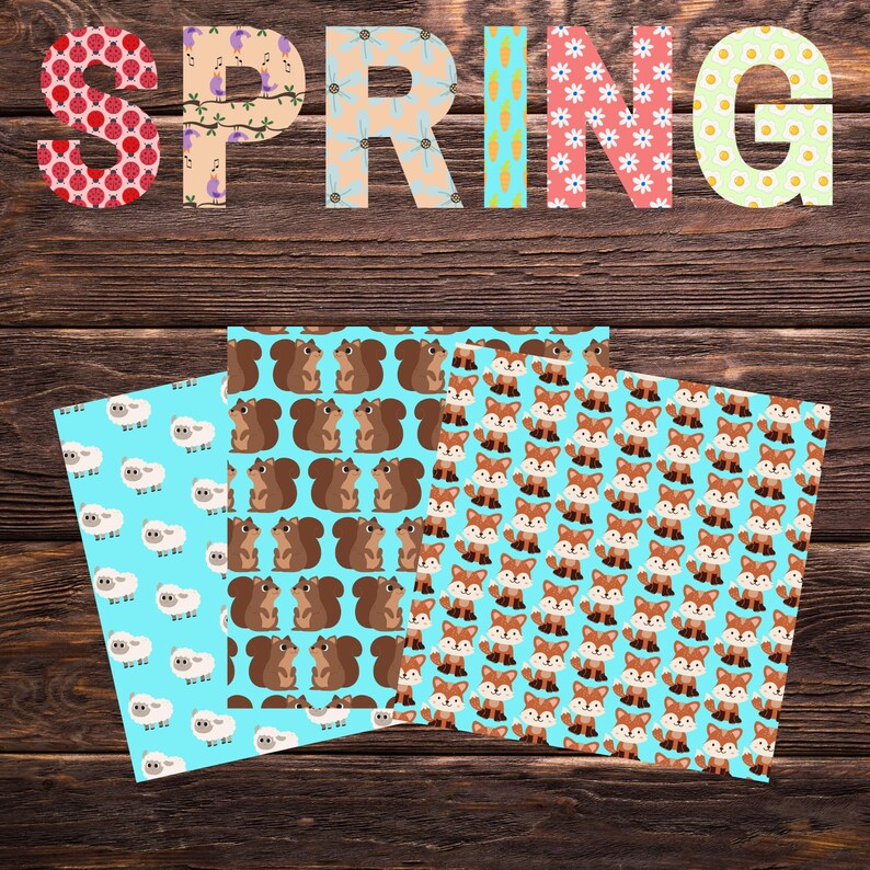 Spring Digital Paper, Printable Scrapbook Paper, Seamless Background ...