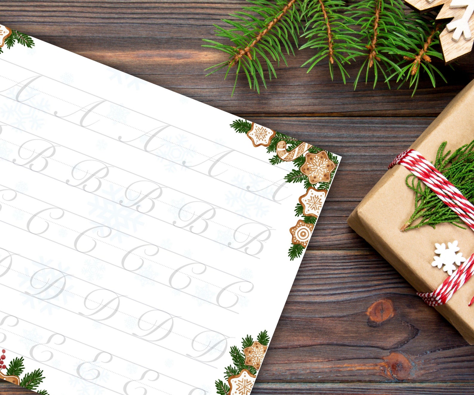 Christmas Hand Lettering Practice Set: Calligraphy Alphabet + Letter to ...