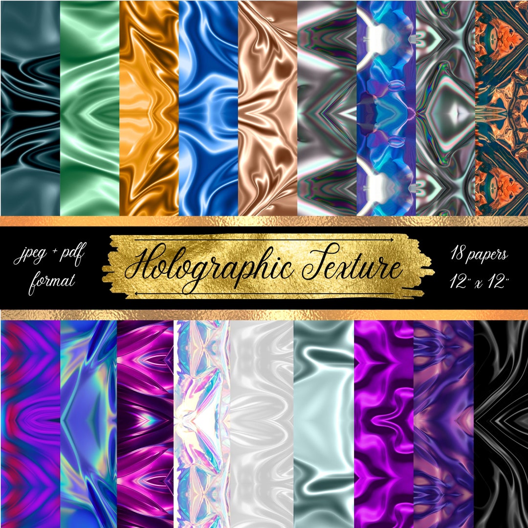 Colorful Digital Paper Bundle Holographic Printable Files Wall Art ...