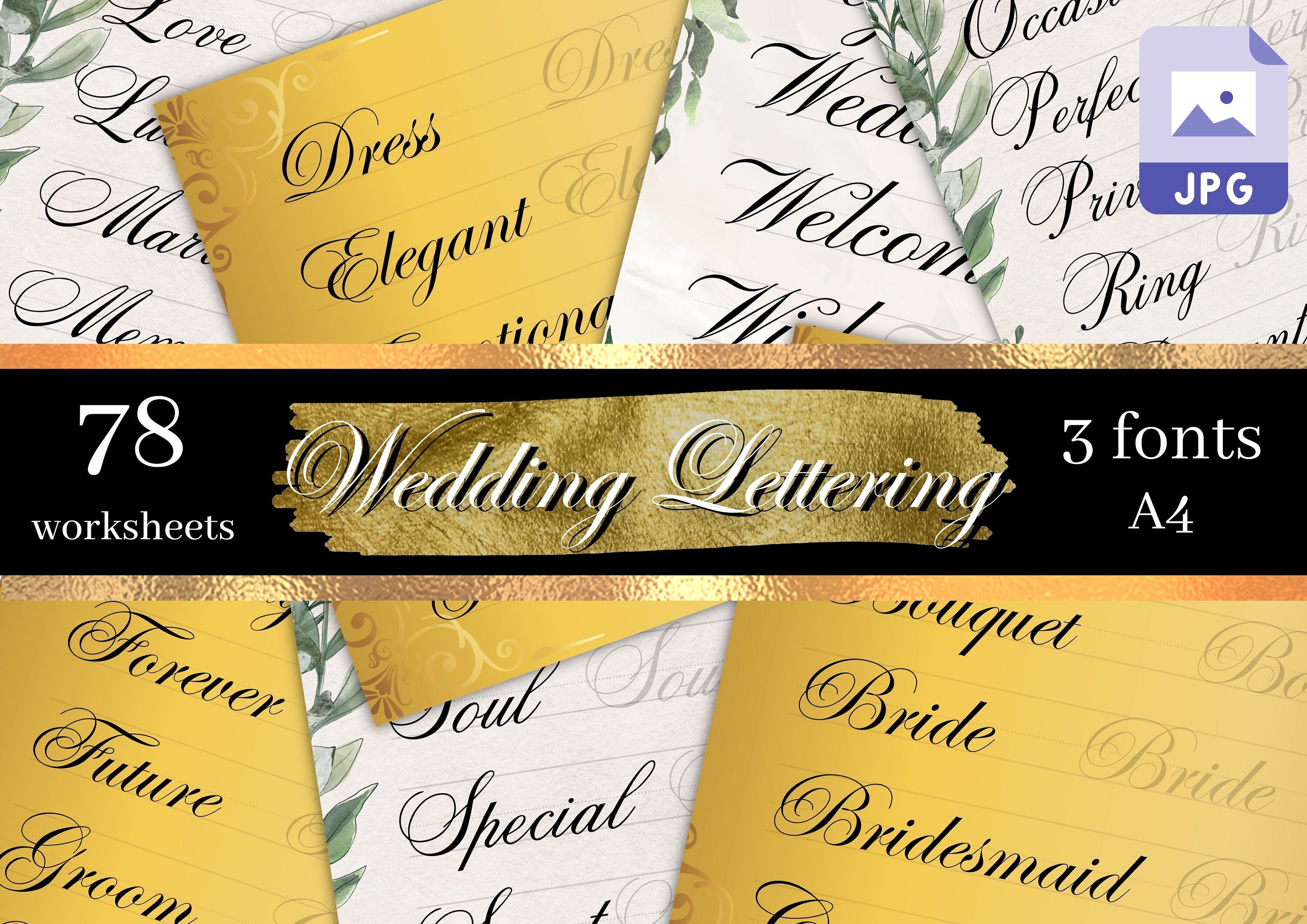 Wedding Hand Lettering Practice Sheets, Hand Writing Workbooks ...
